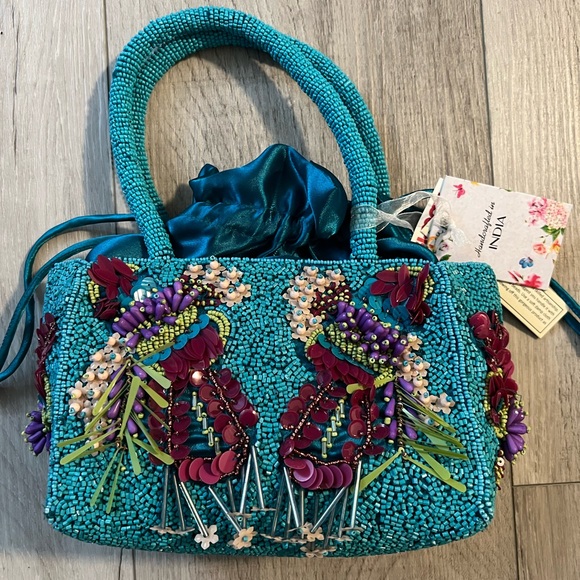 Made in India | Bags | Viral Beaded Embellished Teal Handbag | Poshmark
